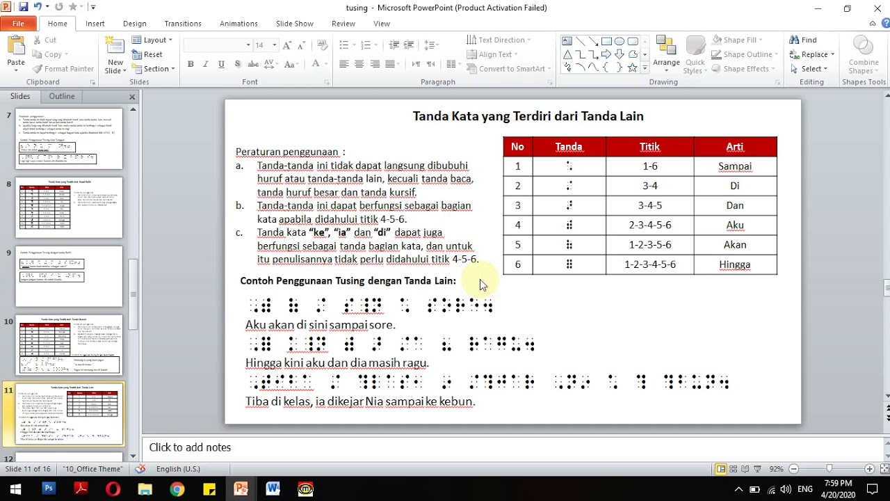 Penjelasan Materi Kuliah Baca Tulis Braille #4 - YouTube