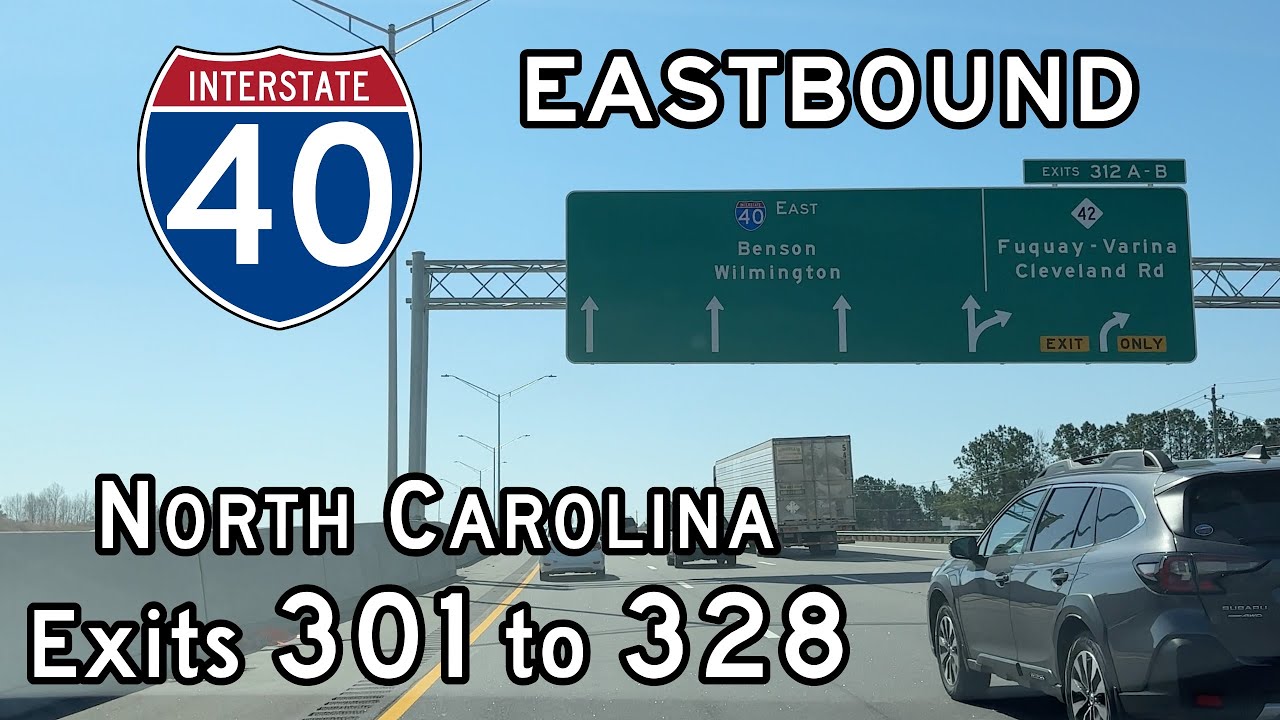 Interstate 40 North Carolina (Exits 301 to 328) Eastbound - YouTube
