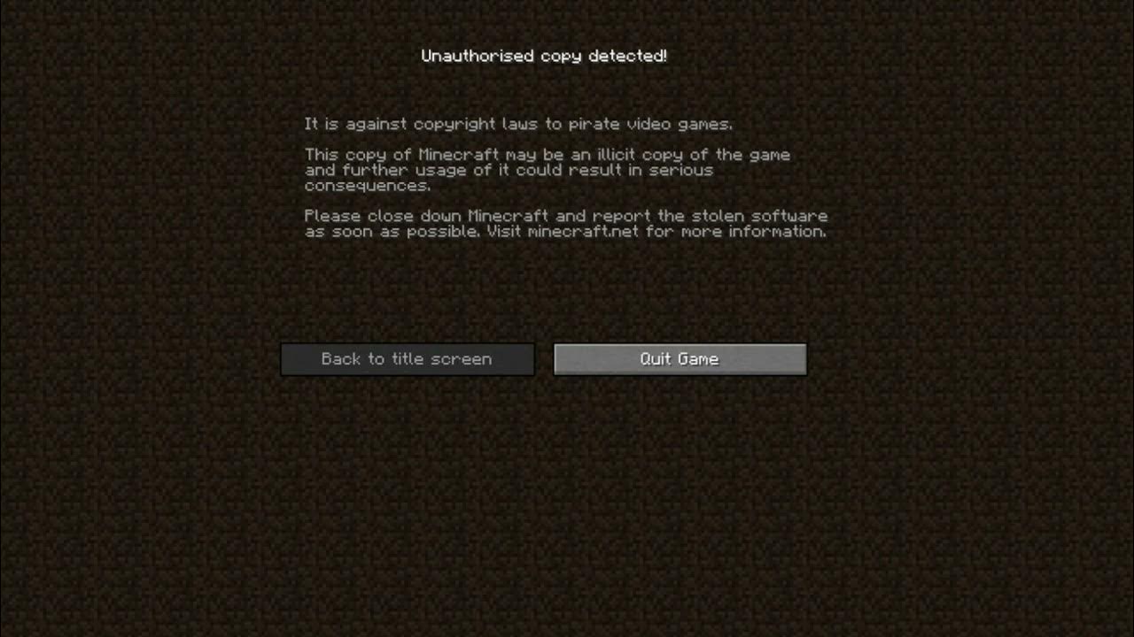 Minecraft Anti Piracy - YouTube