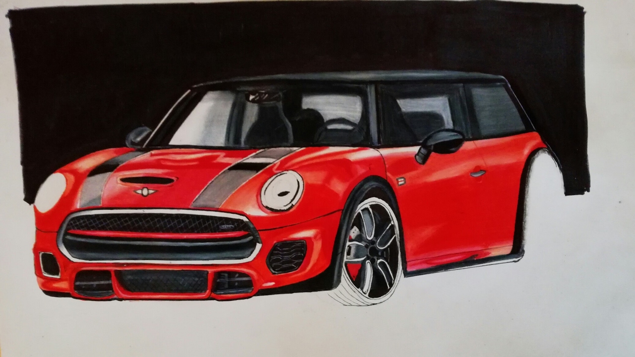 Como dibujar un auto | how to draw a car mini cooper rojo - YouTube
