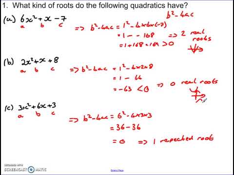 Types of Roots Discriminant Solutions - YouTube