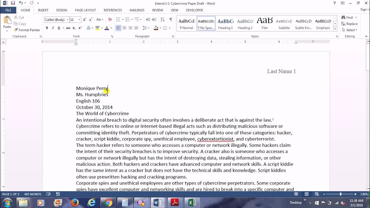 Setting up a paper for MLA style - YouTube