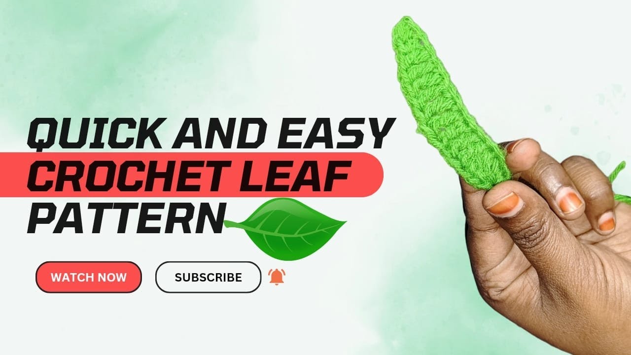 Simple Crochet Leaf Pattern Tutorial for Accessories | easy crochet patterns for beginners - YouTube