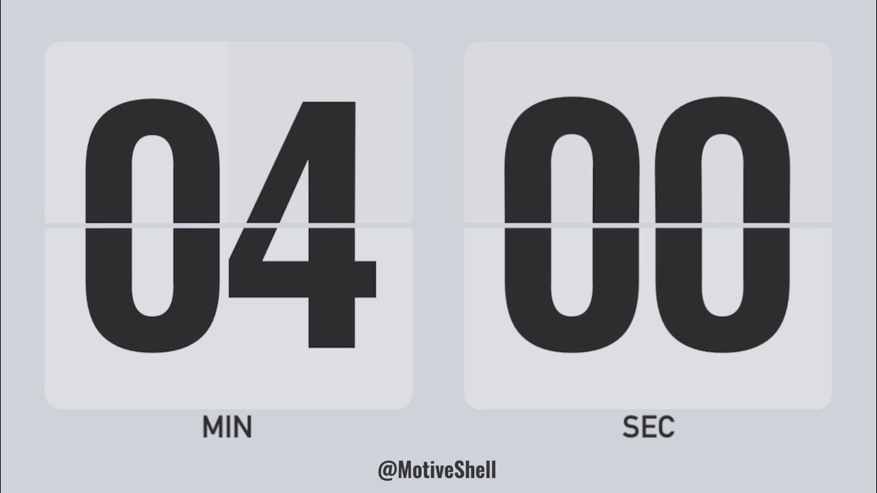 4 minutes countdown - white flip clock - YouTube