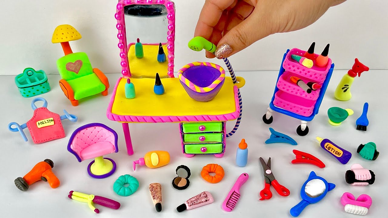 DIY How to Make Polymer Clay Miniature Makeup Set with Doll Shoes | DIY ...