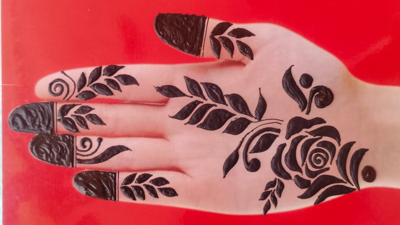 3d henna touch| henna design| mehndi design| simple leafy henna design ...