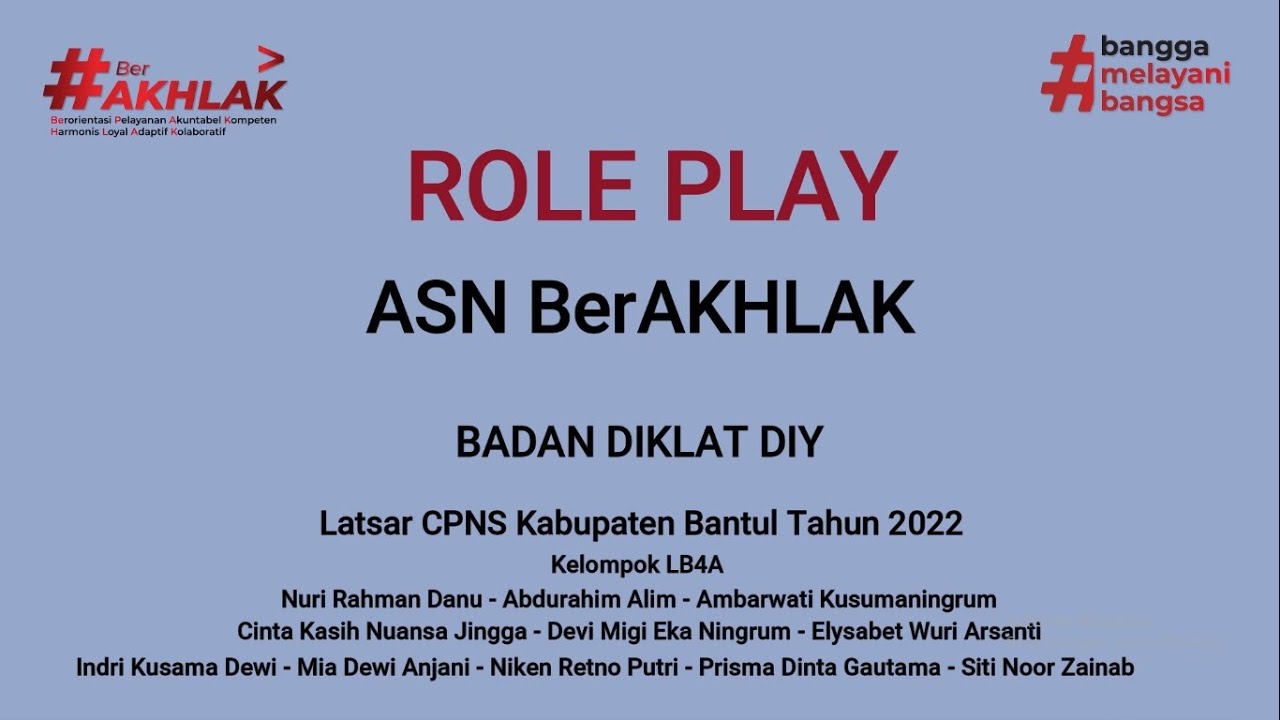 Role Play ASN BerAKHLAK Latsar CPNS Kabupaten Bantul 2022 - YouTube
