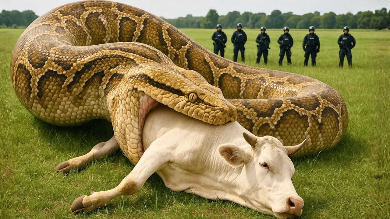 Brave Heroes Save Frightened White Cow from Giant Python Attack After a ...