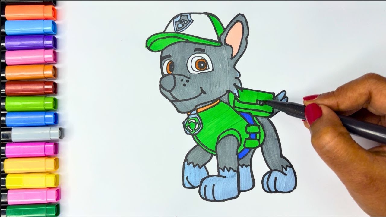 Paw Patrol Rocky Drawing & Coloring | Easy Drawing for Kids | Easy Art ...
