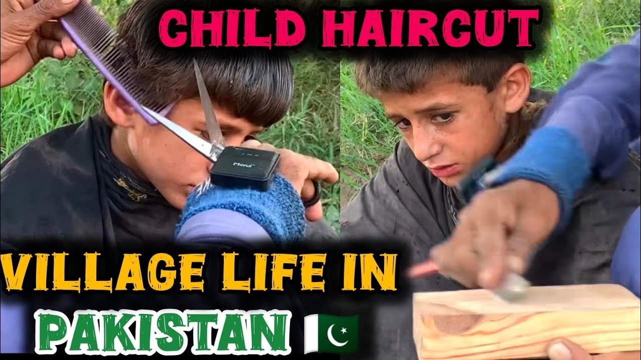 Village life in Pakistan | children Haircut - YouTube