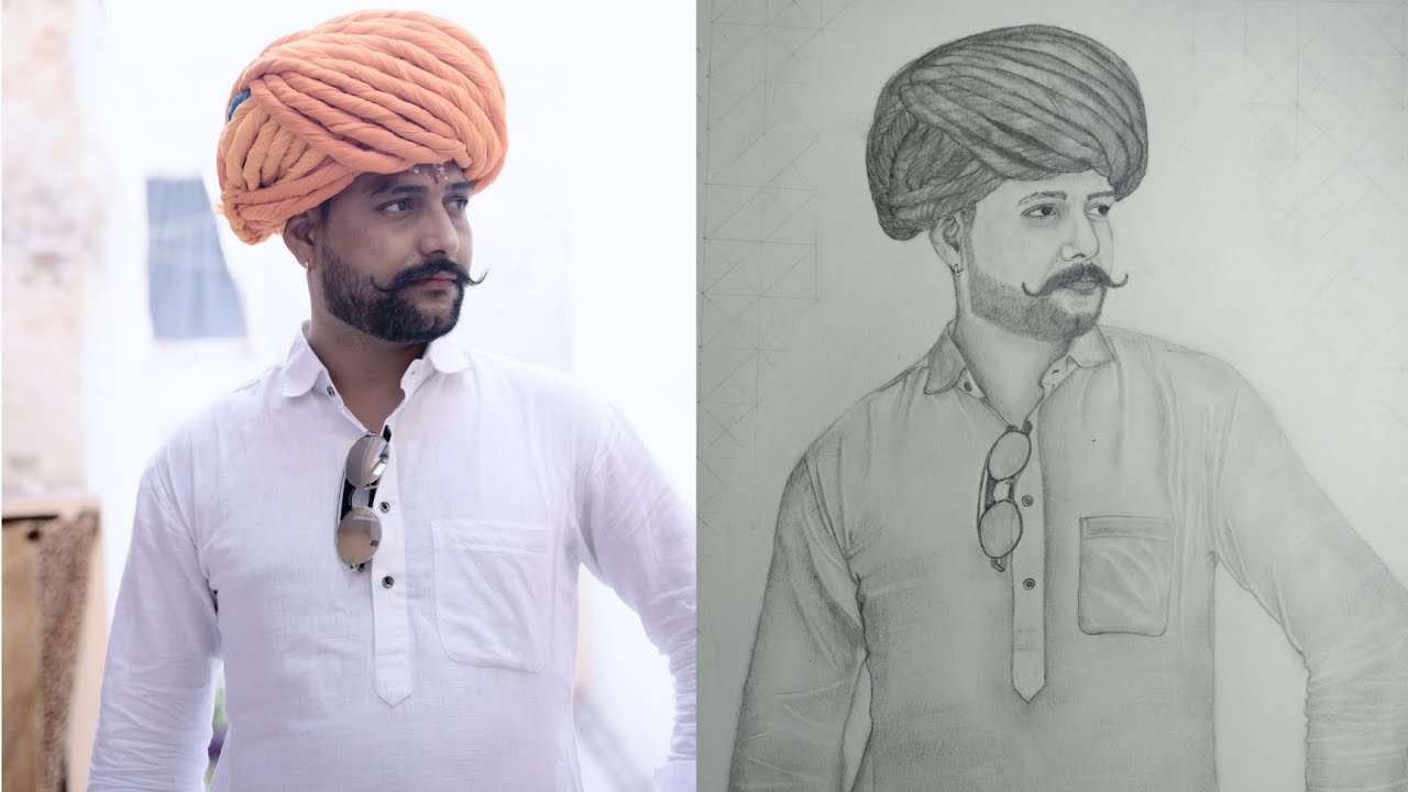 How To Draw a Rajasthani Turban Man | Saurabh Sketch Art - YouTube