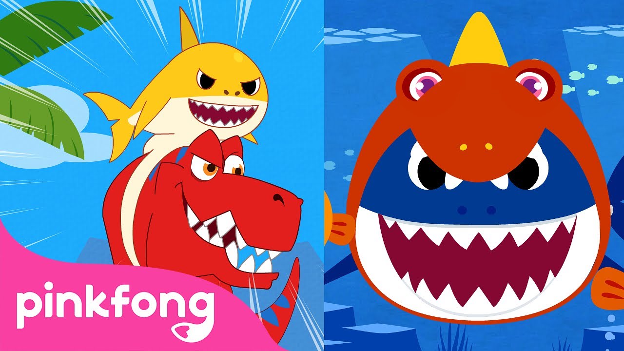 T rex pakai topeng Bayi Hiu | Lagu Baby Shark | Lagu Anak Bahasa ...