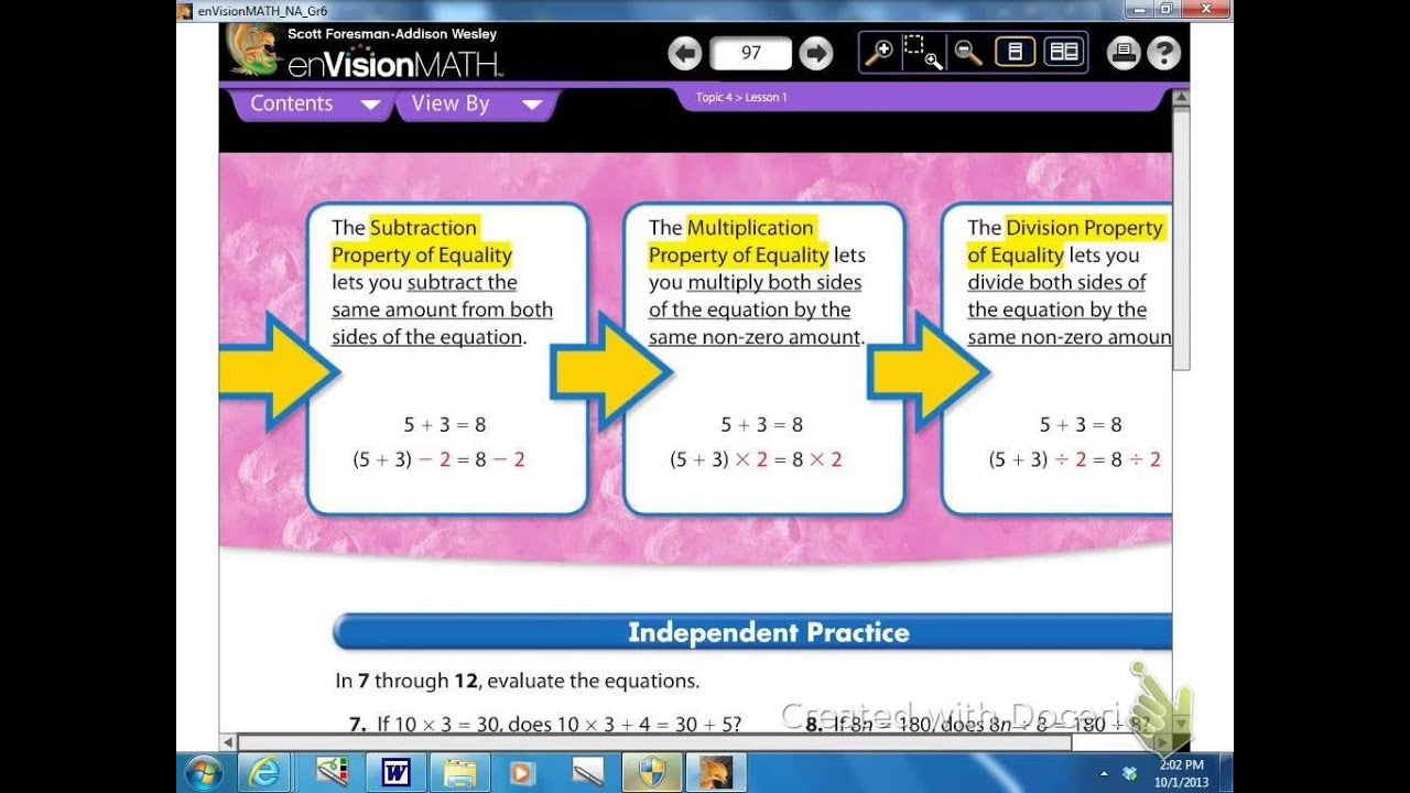 Math 4-1 Properties of Equality - YouTube