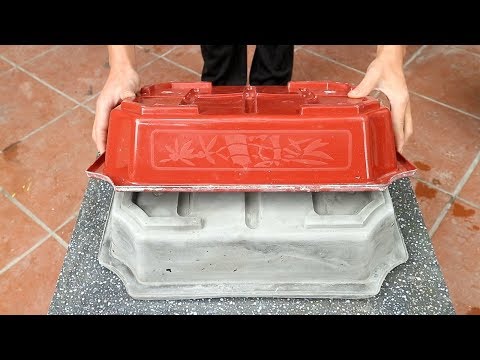 How To Make Bonsai Pot Easy At Home | Techniques Painting Fake Stone Pots  Rectangular Pot