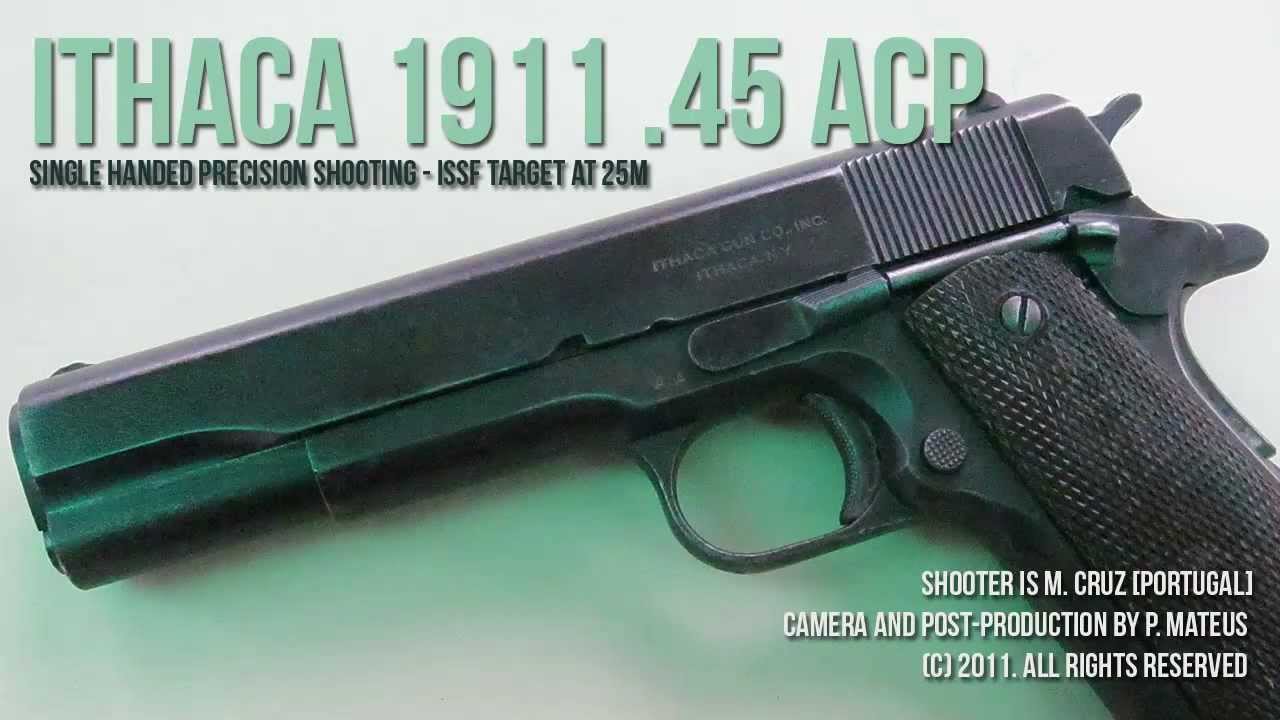 Shooting Vintage 1911 Pistol, .45 ACP, Ithaca - YouTube