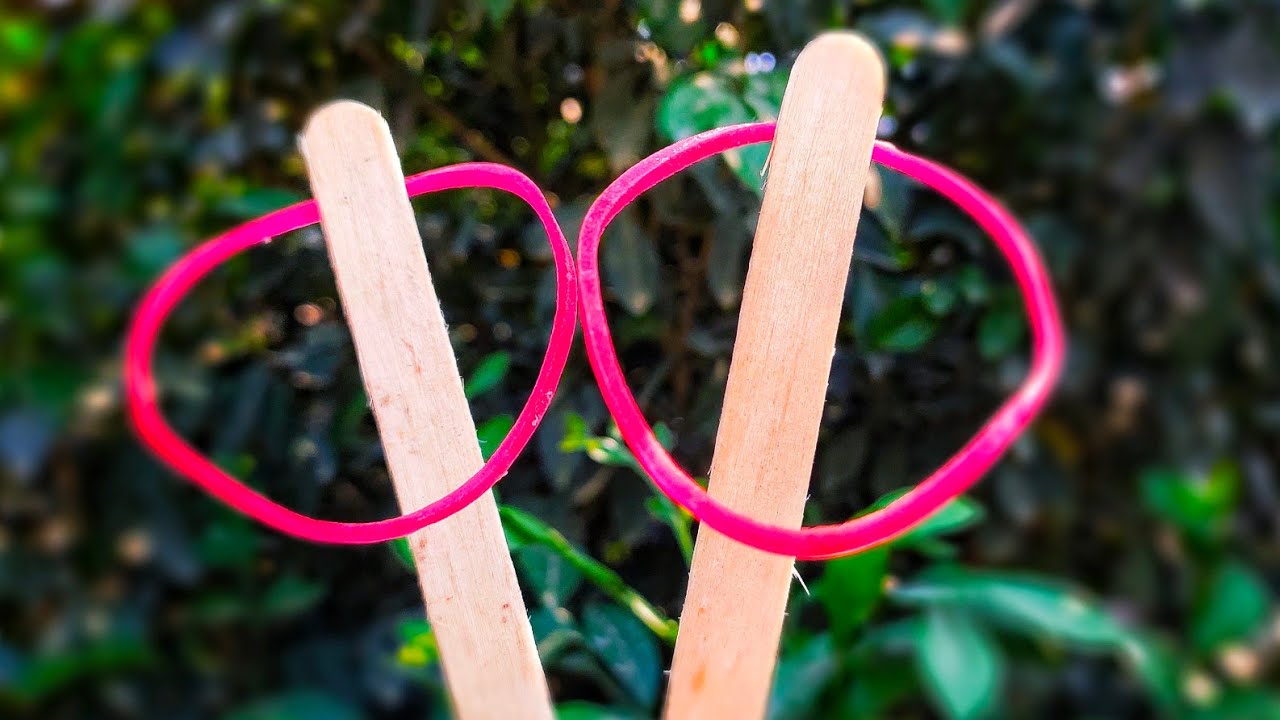 Slingshot making process with ice cream sticks | how to make slingshot ...