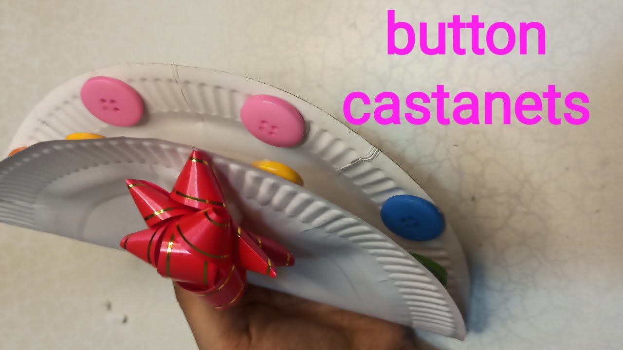 New year button castanets greetings card / paper plate castanets by ...