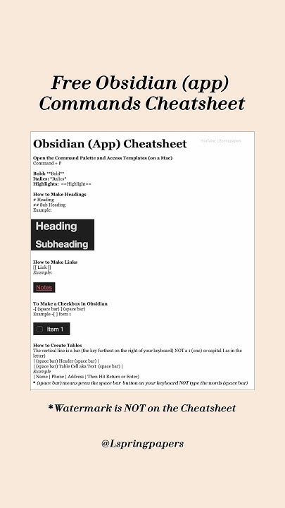 FREE Obsidian Cheatsheet PDF Download - YouTube