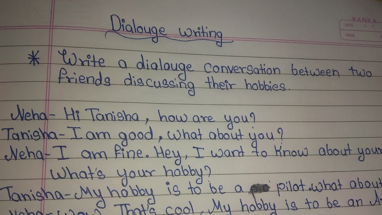 Dialogue Writing between two children discussing their hobbies. - YouTube