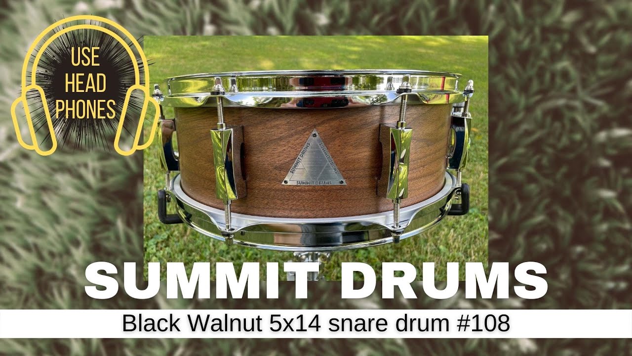 Summit Drums solid Black Walnut 5x14 Snare Tour demo drum - YouTube