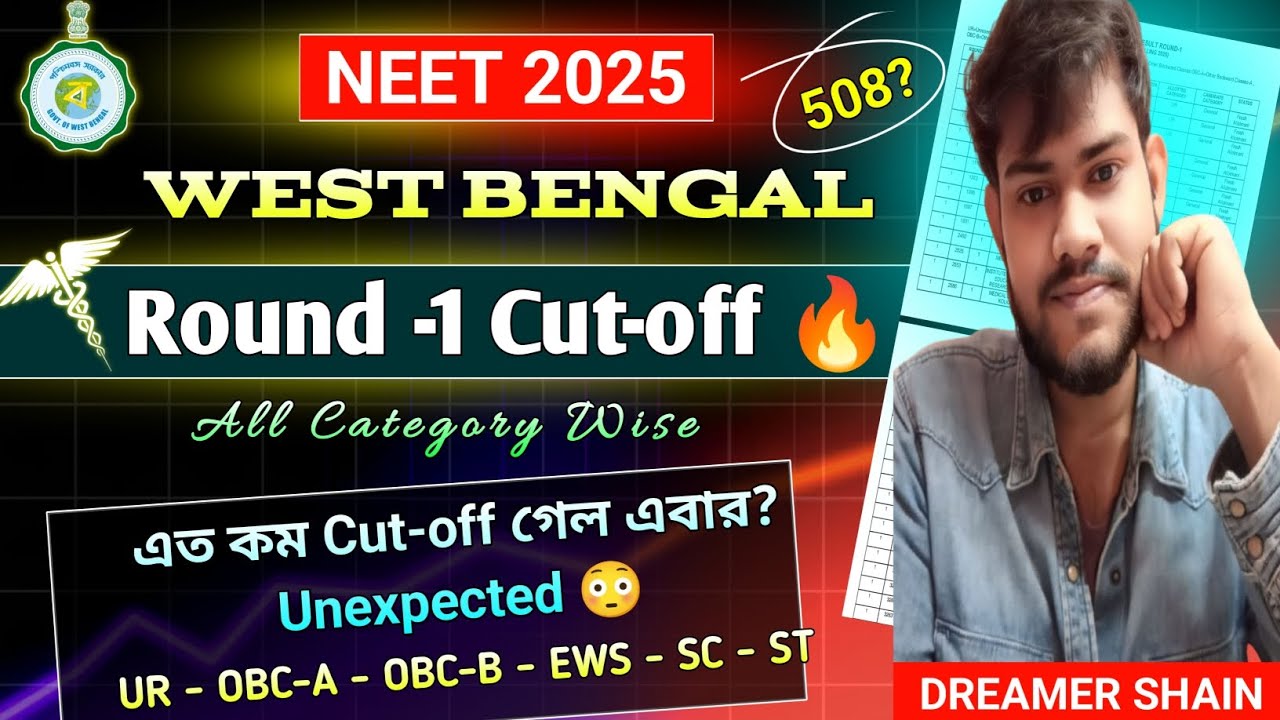 WB NEET 2025 Round-1 Cut-off 🔥🤩| All Category Wise , AIR, Last Alloted ...