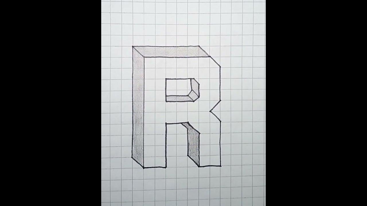 Easy Way to draw 3D Alphabet | 3D Alphabet drawing tutorial from R to V ...