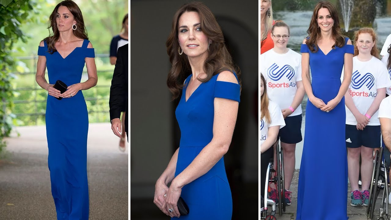Princess Catherine STUNNING In Royal-Blue Gown With Bold Shoulder ...