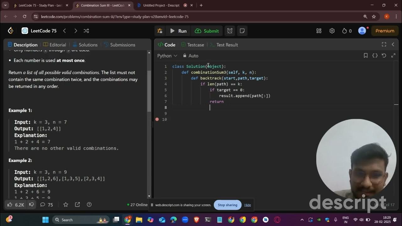 Leetcode Day 48 Combination Sum Iii Day 68 Of Python Learning