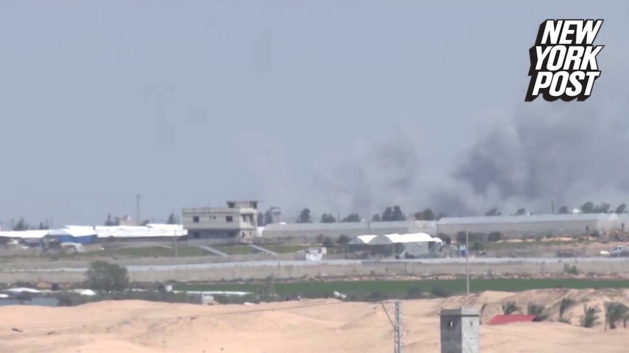 Video shows smoke rising from a tent camp in the southern Gaza Strip on ...