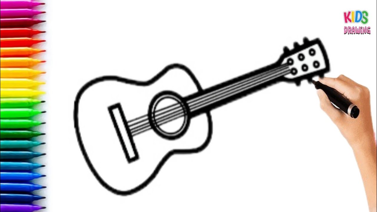 How to Draw Guitar || Simple Drawing Step by Step for Beginners || Kids ...
