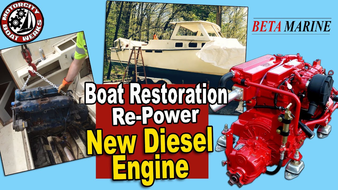 How to Re-Power your Boat Restoration Project | NEW Diesel Boat Engine ...