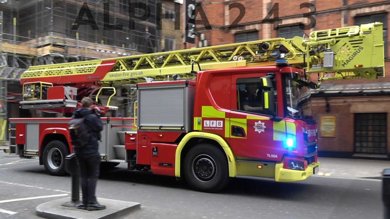 London Fire Brigade Turntable Ladder - A243 Soho Turnout - YouTube
