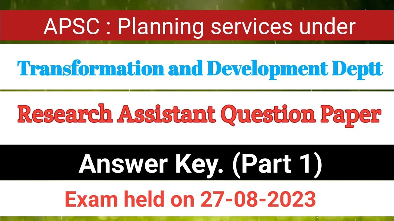 Answer Key Research Assistant Exam 2023/Planning services under ...