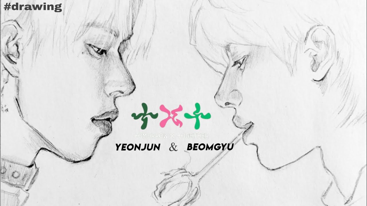 [TXT] Speed Drawing Yeonjun & Beomgyu /pencil sketch - Rini8sh - YouTube