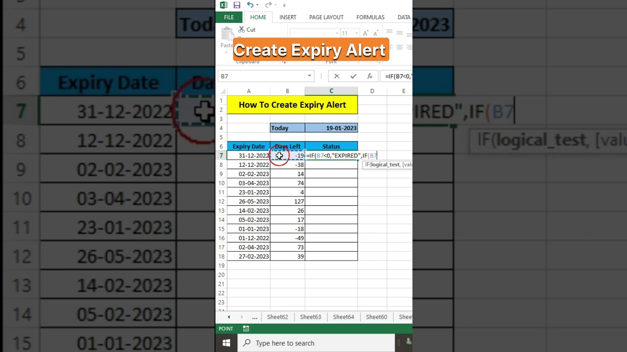 Create Expiry Alert shorts excel exceltips exceltutorial mcel Create Expiry Alert shorts excel exceltips exceltutorial mcel