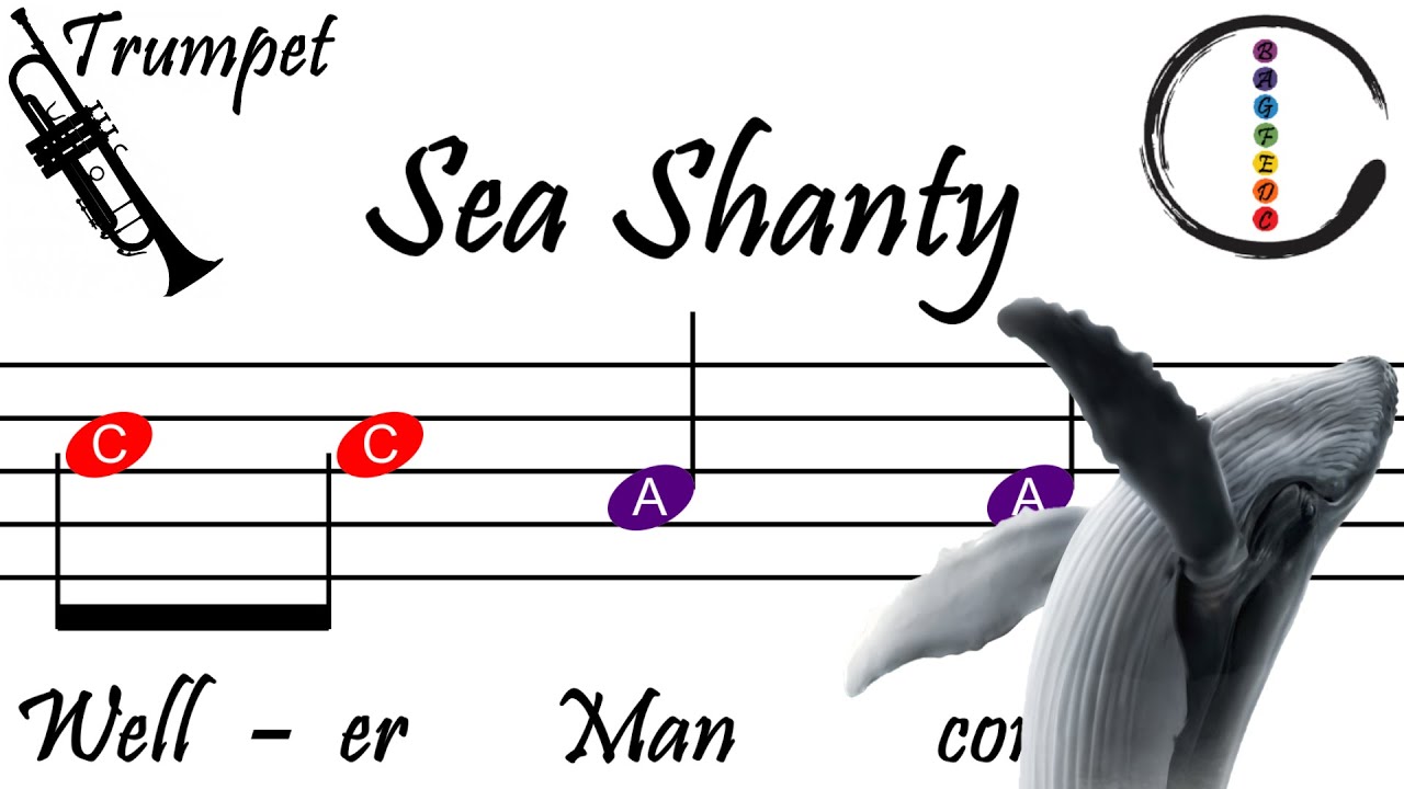 Sea Shanty - Trumpet Relaxing Beginner Sheet Music with Easy Notes ...