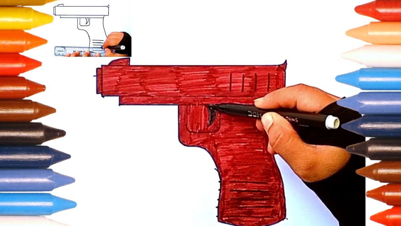 Gun drawing | How to draw a Gun | Drawing for kids | Pencil Sketch ...