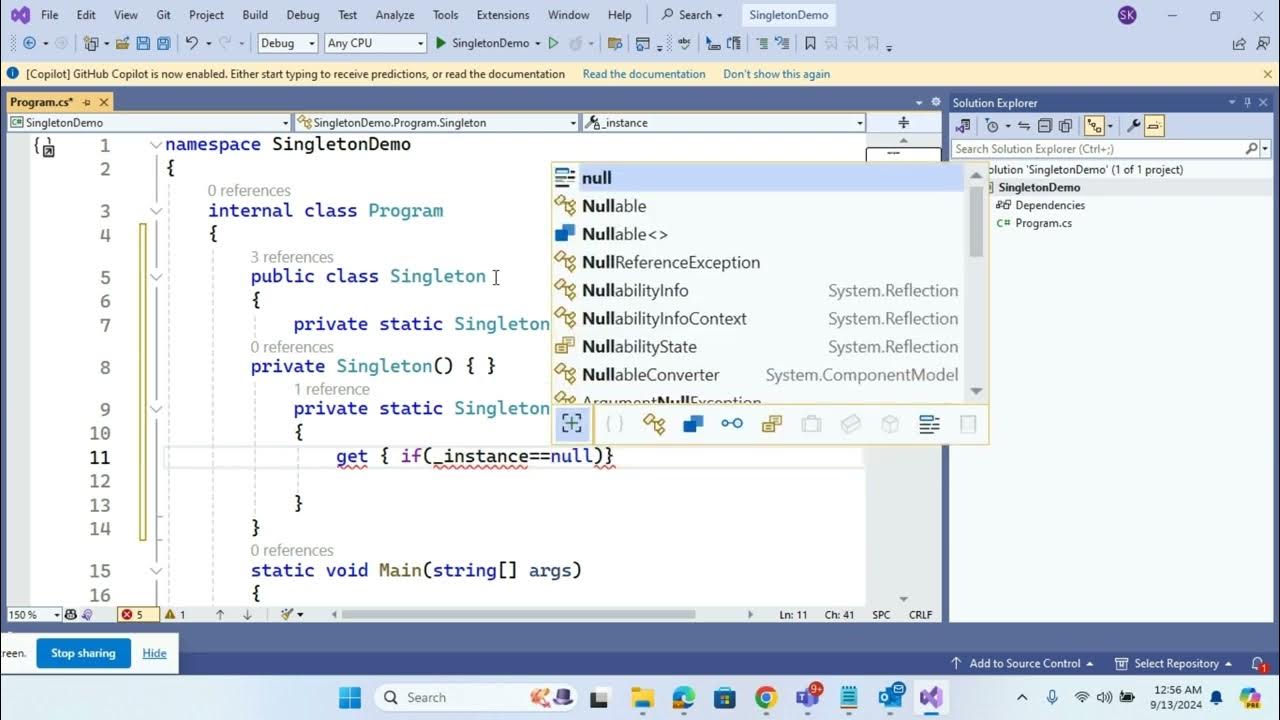 Singleton design pattern C# - YouTube