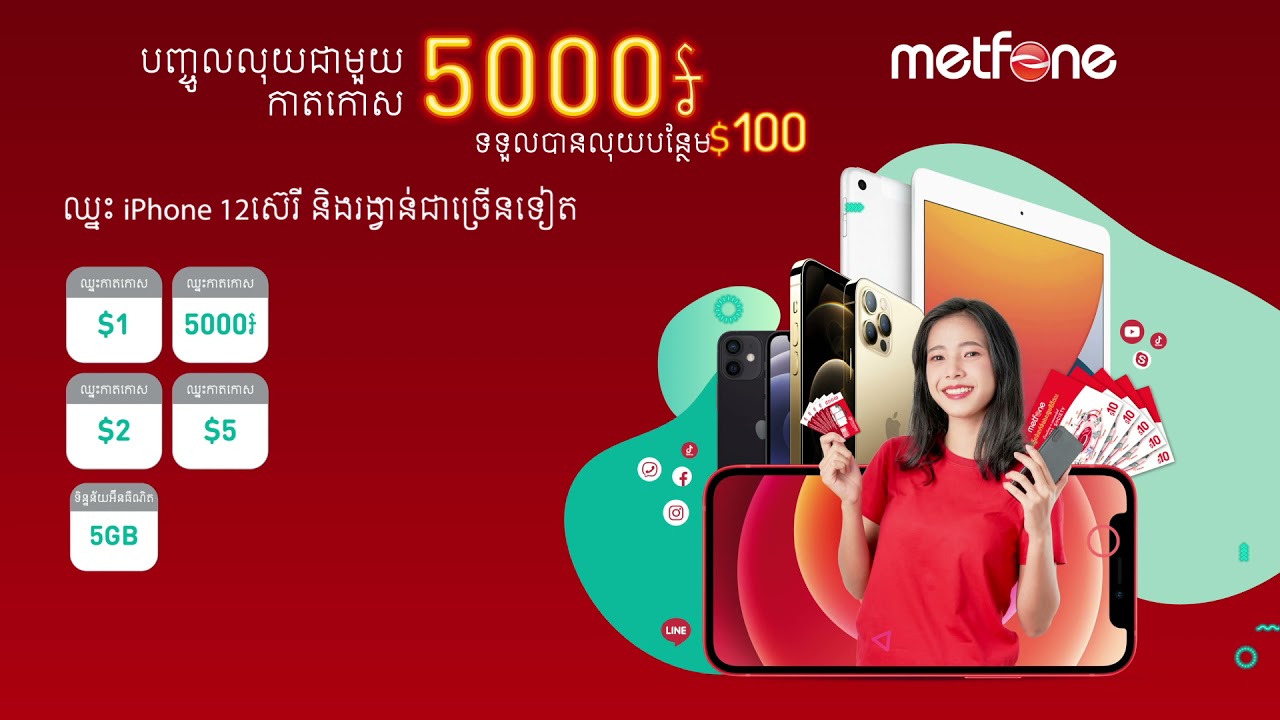 Metfone - បញ្ចូលលុយឈ្នះពីកាតកោសមិត្តហ្វូន 5,000៛ - YouTube