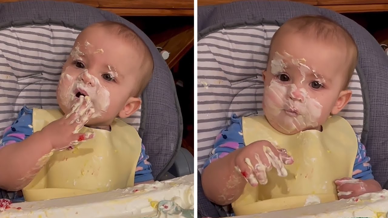 Twin babies are at different levels of being messy - YouTube