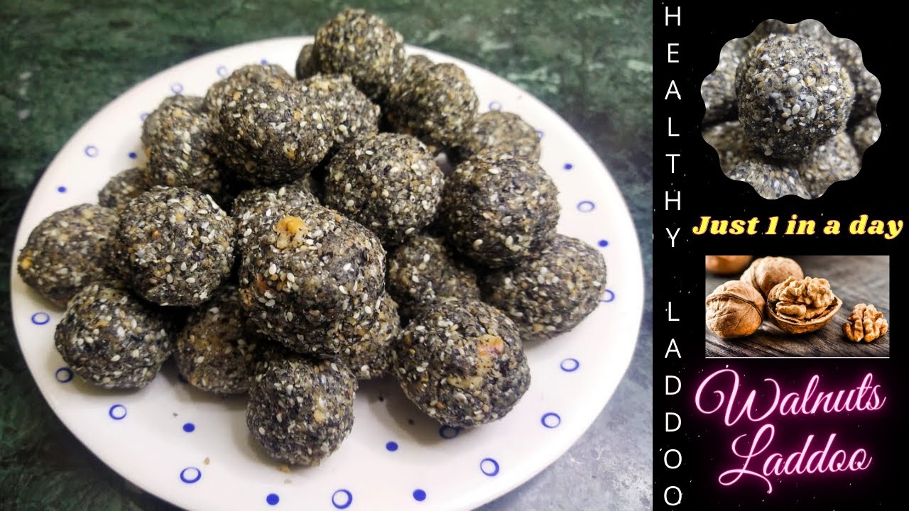 Energetic laddoo | Walnut ladu | अखरोट और तिल के लड्डू | Laddo without ...