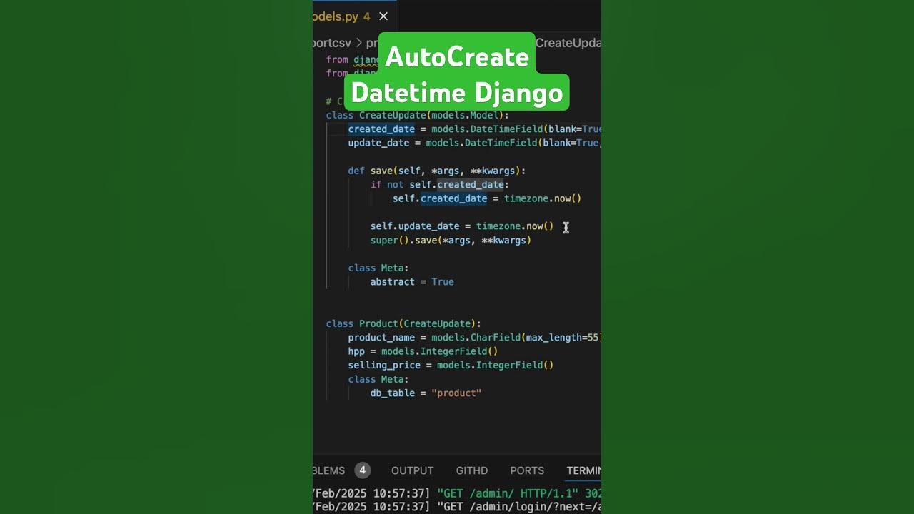 AutoCreate Datetime di Django #coding #python #webdeveloper #programming - YouTube