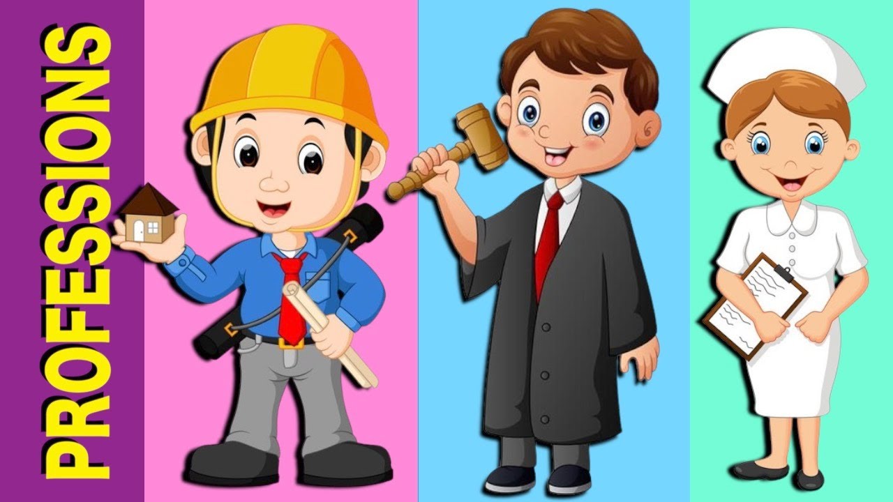 Red and Yellow Professions Flashcard | Jobs and Occupations ...