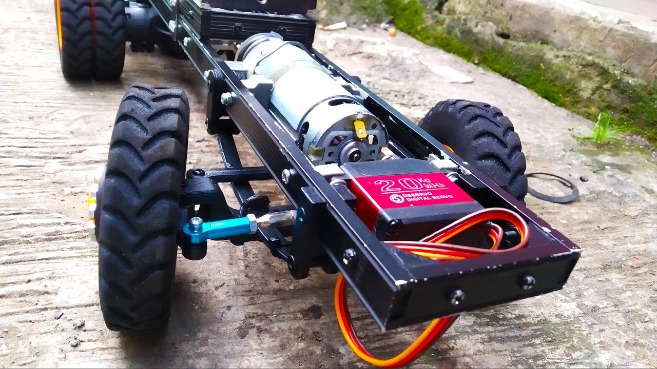 Pemasangan servo roda belok Rc miniatur truk roda depan belok dump Rc ...