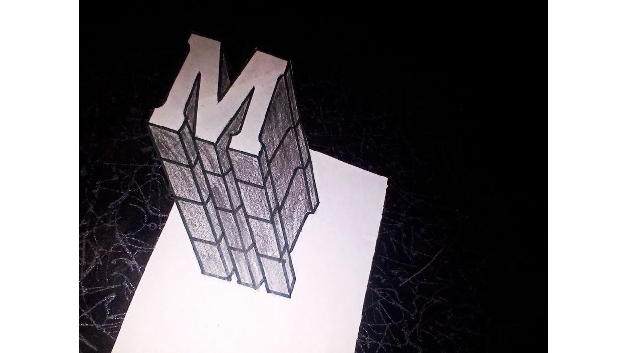 How to draw shadow alphabet | 3D letter M | 3D Trick Art on paper by ...