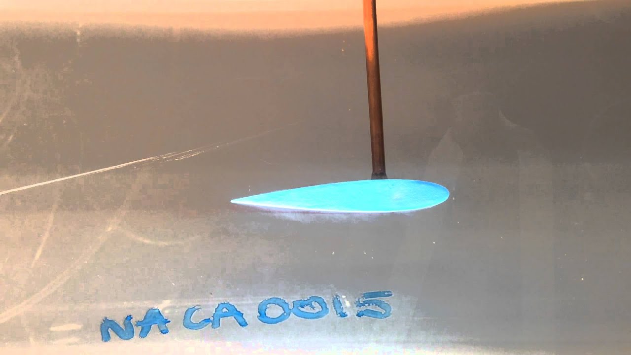 NACA 0015 Airfoil tested at 20 Hz in the water tunnel - YouTube