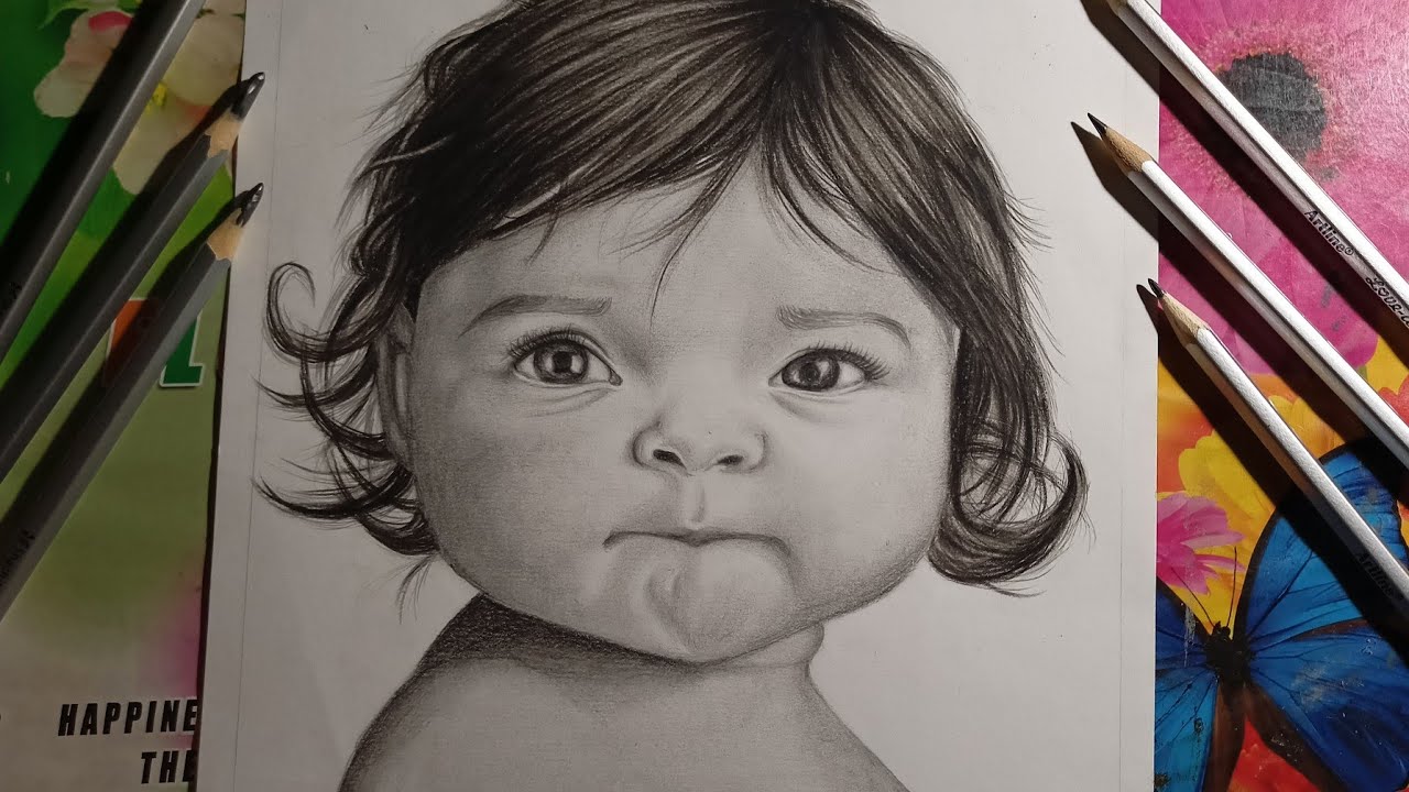 Cute child sketch || A student of Art - YouTube