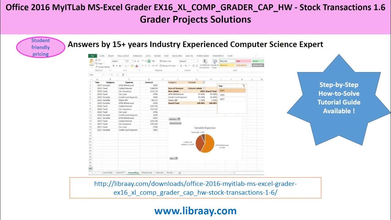 Office 2016 MyITLab MS-Excel Grader EX16_XL_COMP_GRADER_CAP_HW - Stock Transactions 1.6 - YouTube