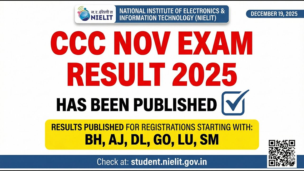 CCC November Exam Result 2025 Latest Updates | Result Published for GO ...