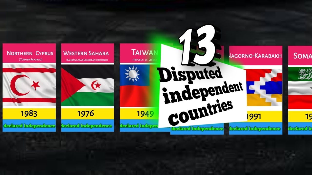 13 disputed independent countries (without UN members) 1949 to 2014 ...